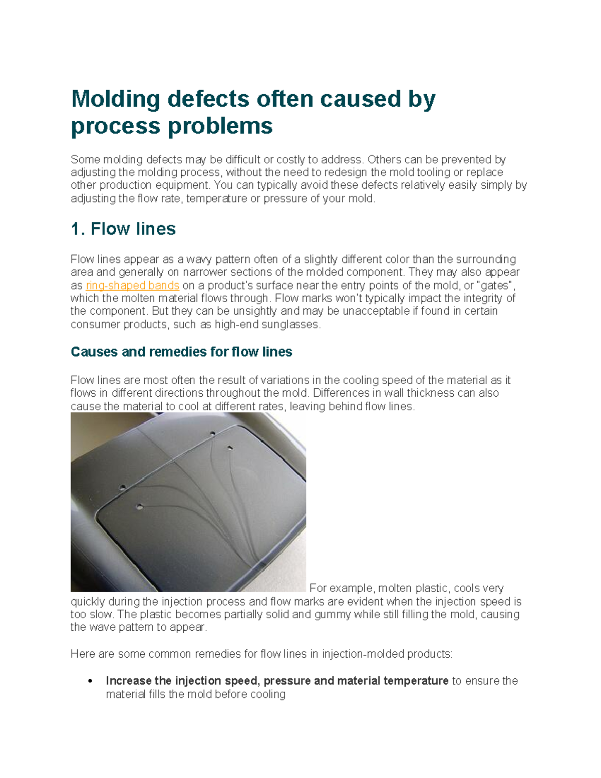Defectos comunes de moldeo - Molding defects often caused by process ...