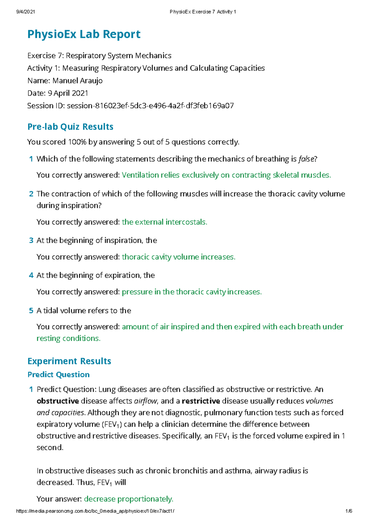 Physio Ex Exercise 7 Activity 1 - PhysioEx Lab Report Exercise 7 ...