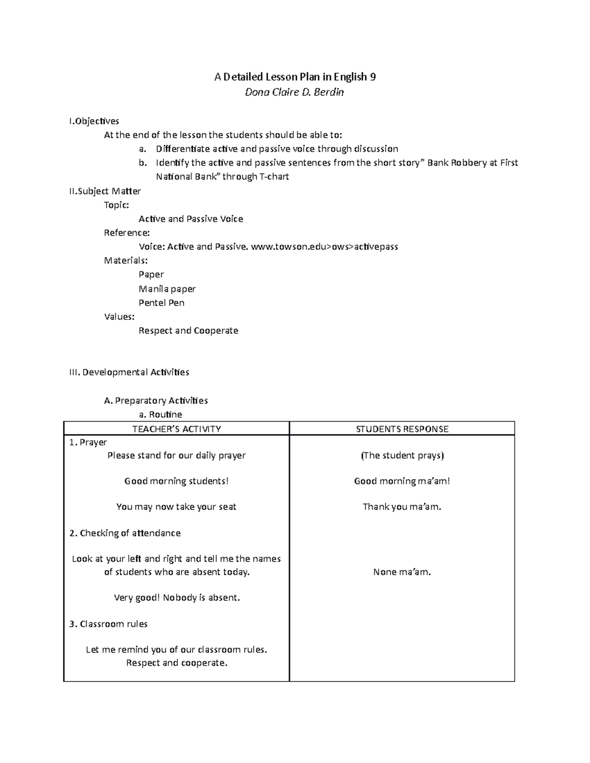 A Detailed Lesson Plan in English Active - A Detailed Lesson Plan in ...
