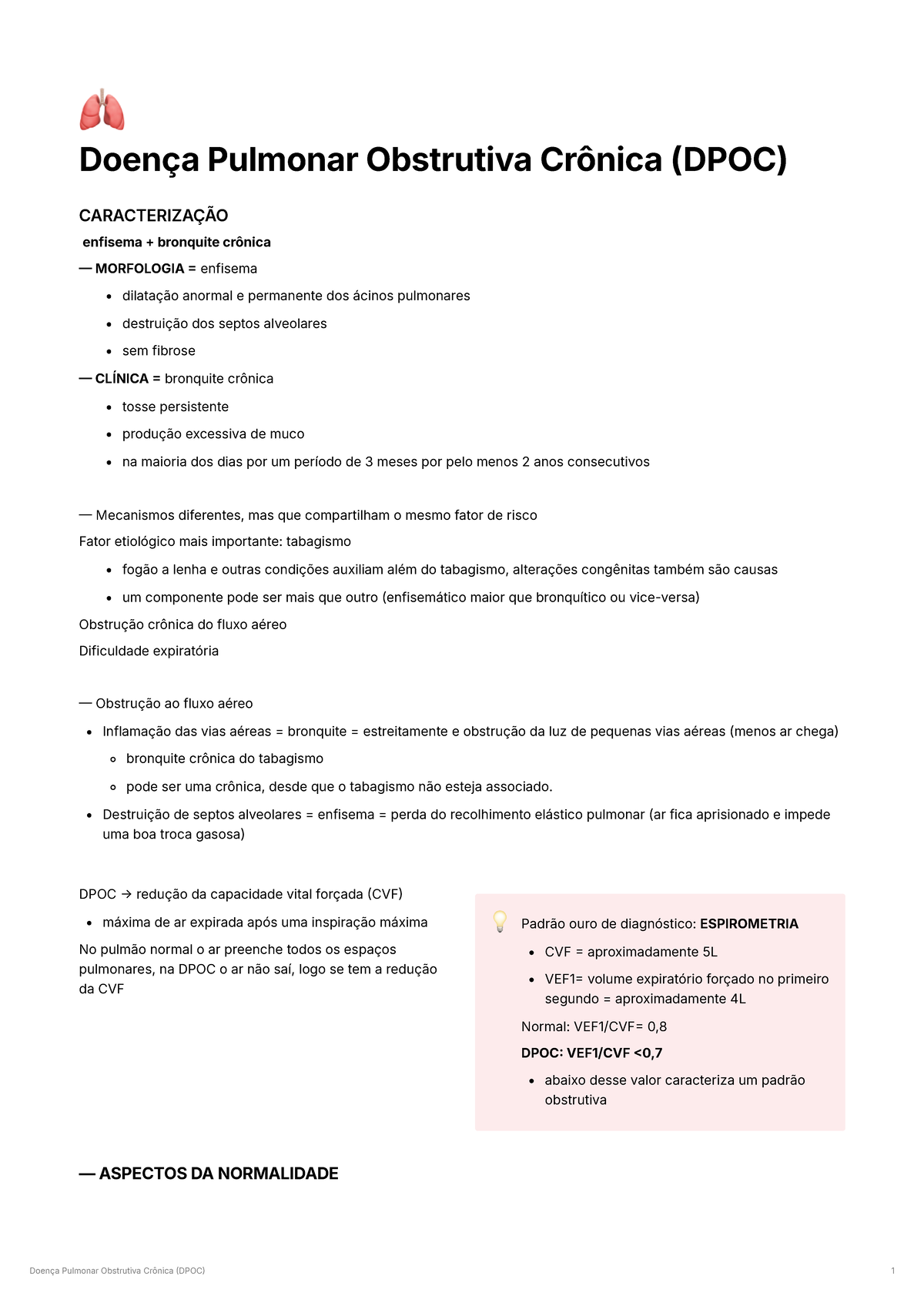 DPOC - Fisiopatologia - Doença Pulmonar Obstrutiva Crônica DPOC 1 🫁 ...