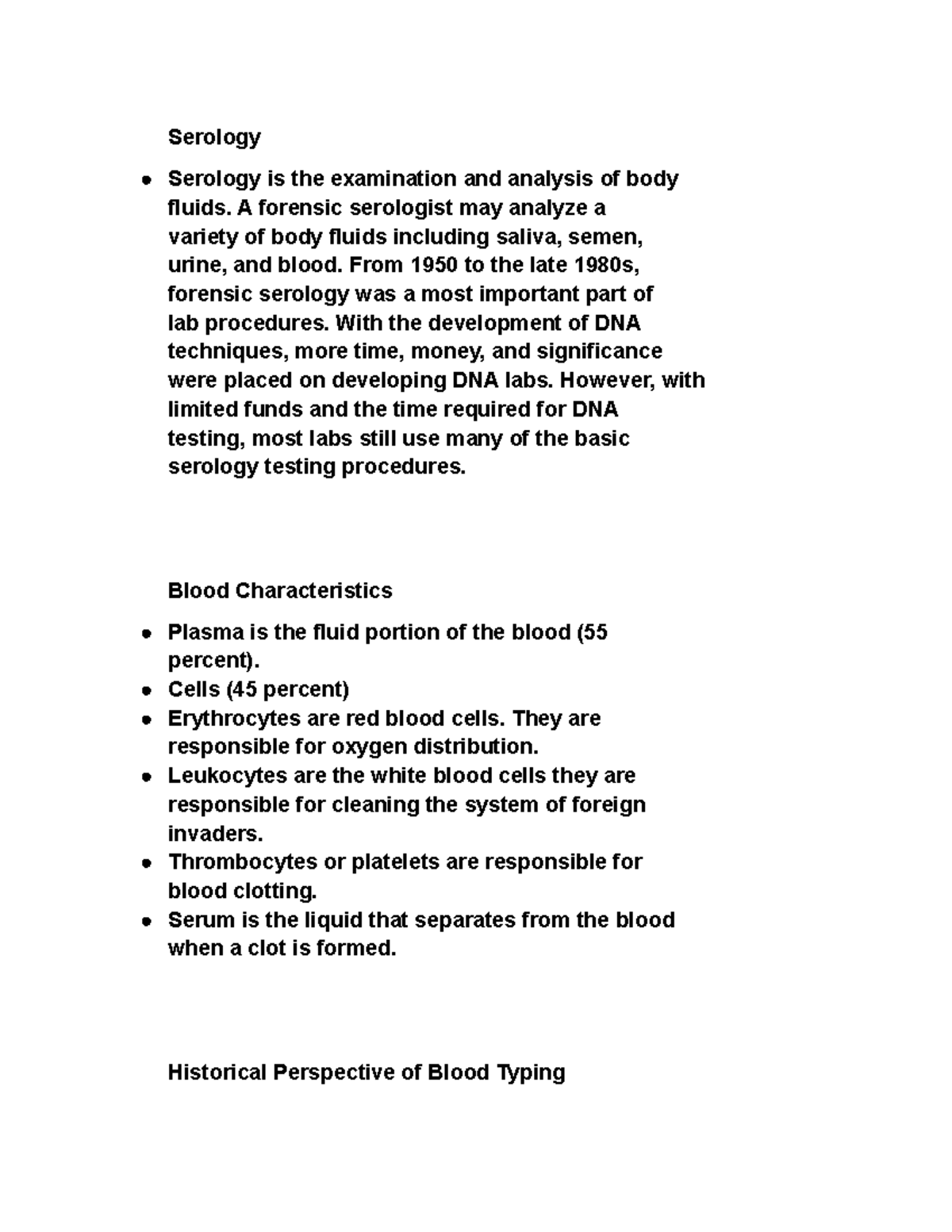 Forensic Science Serology 1 - Serology Serology is the examination and ...