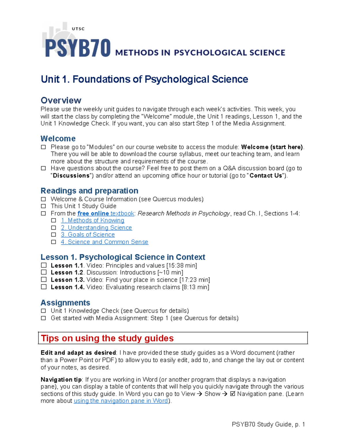 Unit 1 Study Guide - Summary Research methods in psychology - Unit 1 ...
