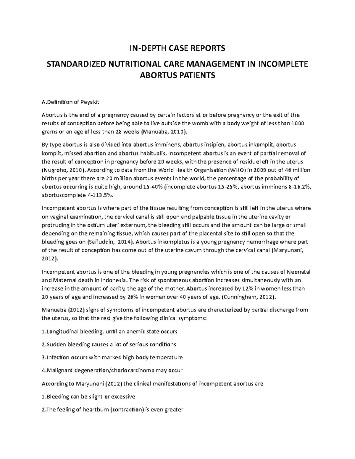 Summaries IN- Depth CASE Reports - IN-DEPTH CASE REPORTS STANDARDIZED ...