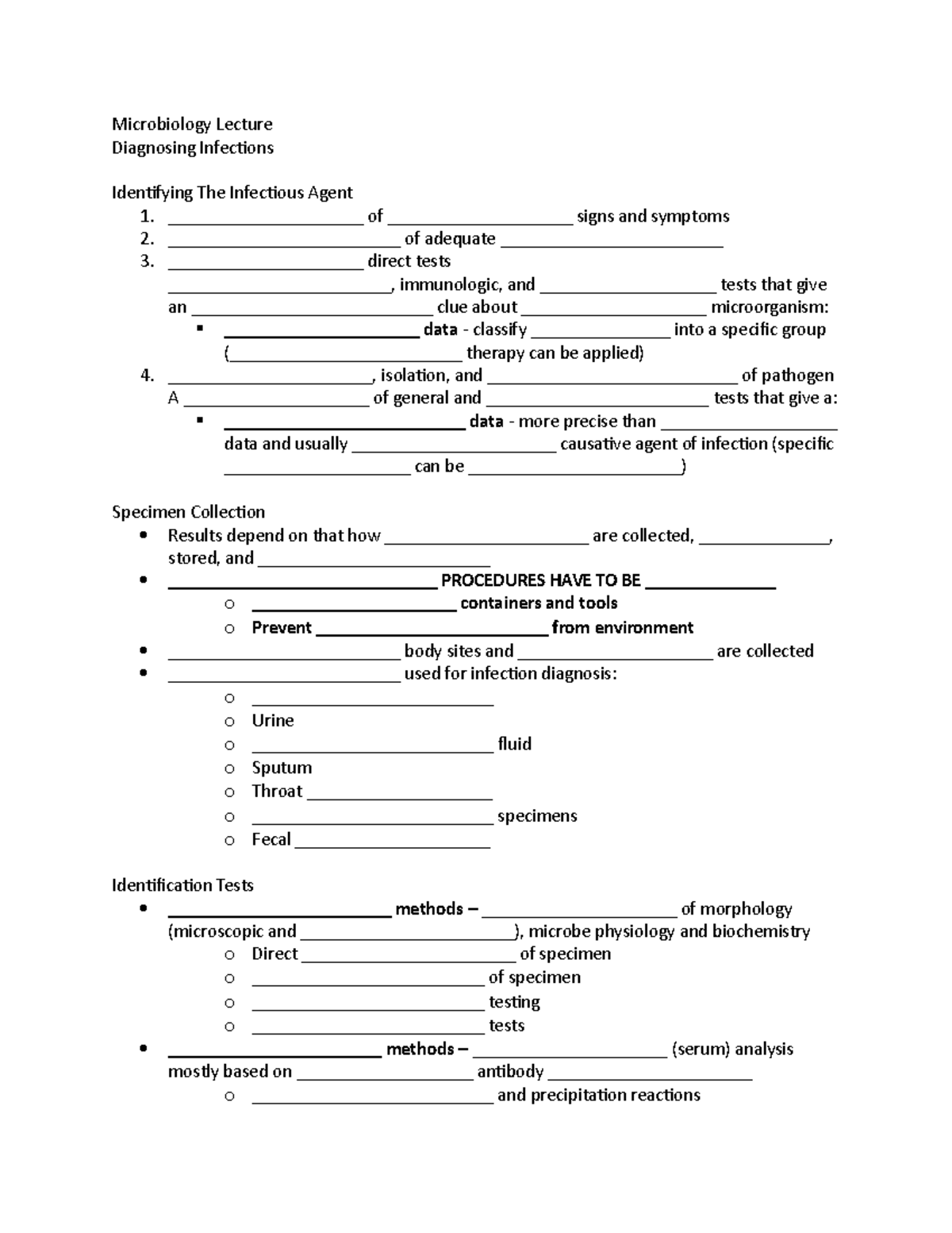 Diagnosing Microbes Lecture Outline - Microbiology Lecture Diagnosing ...