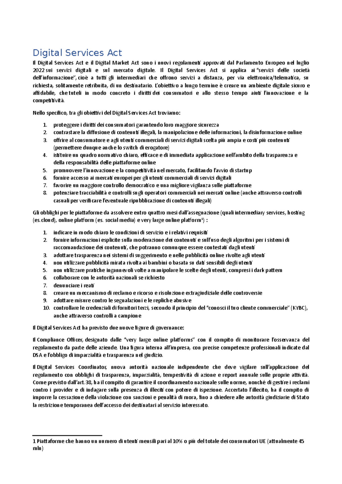 Digital Markets Act e Internet Service Provider - Digital Services Act ...