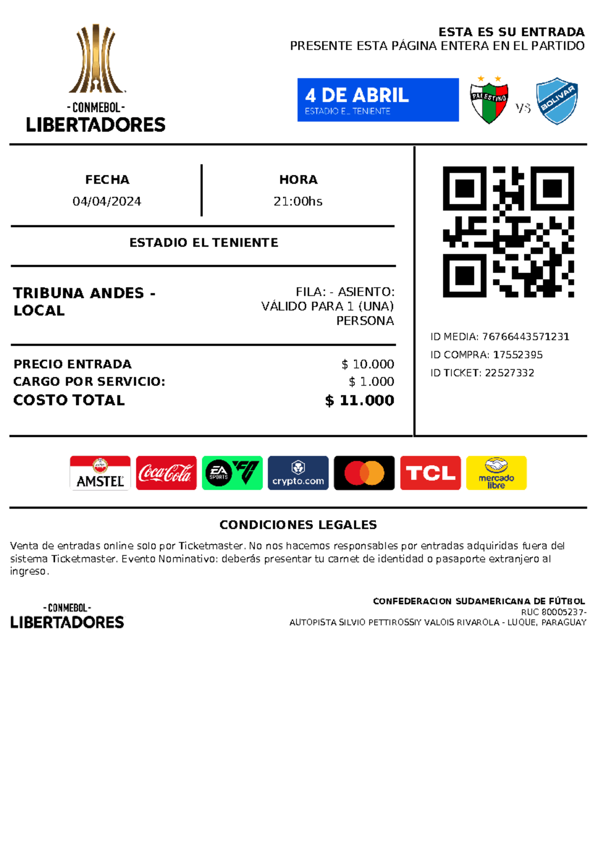 Ticket-23659716 - guh tuyg uyi ugu tyufg yyc - ESTA ES SU ENTRADA ...