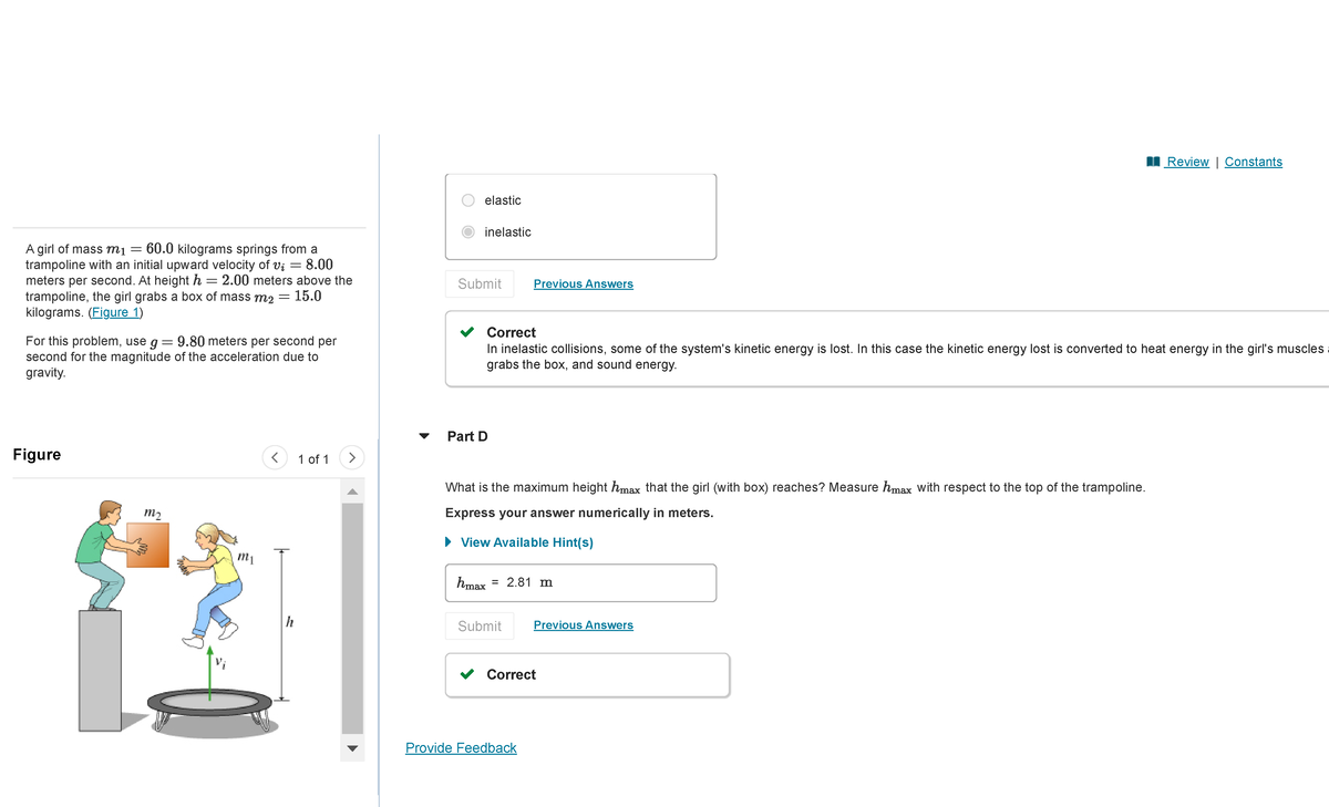 Mastering Physics Ch 08 HW, Girl On A Trampoline - 1 of 1 A girl of ...