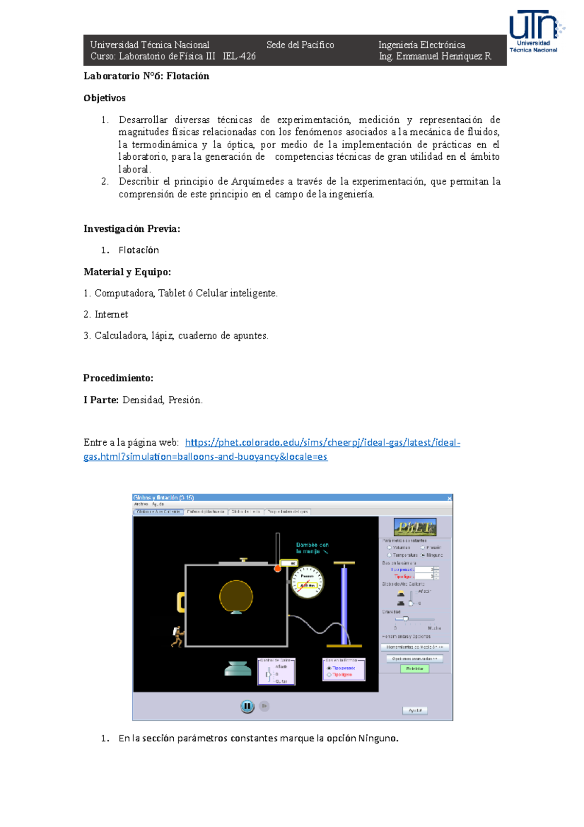 Ficha Técnica Laboratorio N°6 - Laboratorio N°6: Flotación Objetivos 1. Desarrollar diversas ...