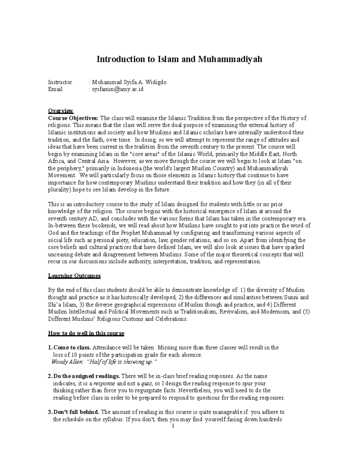 Intro to Islam and Muhammadiyah - Introduction to Islam and ...