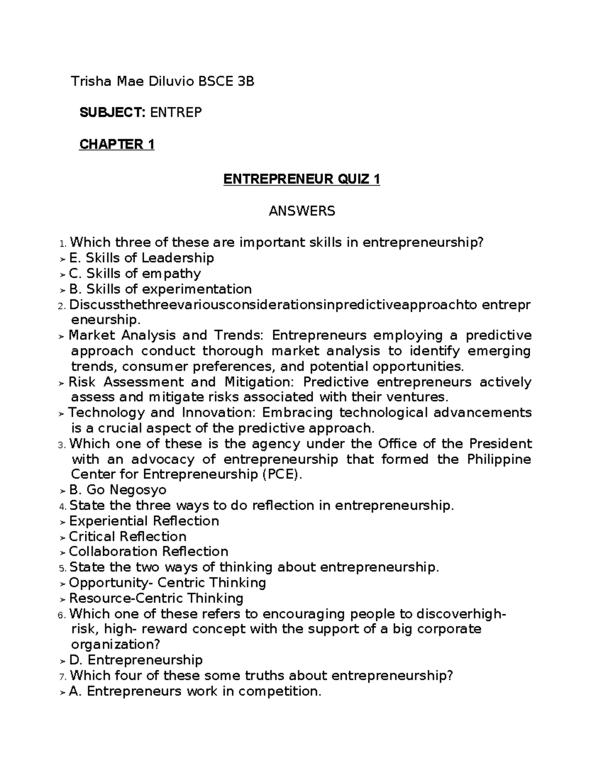 C1&2 Diluvio Entrep - Trisha Mae Diluvio BSCE 3B SUBJECT: ENTREP ...