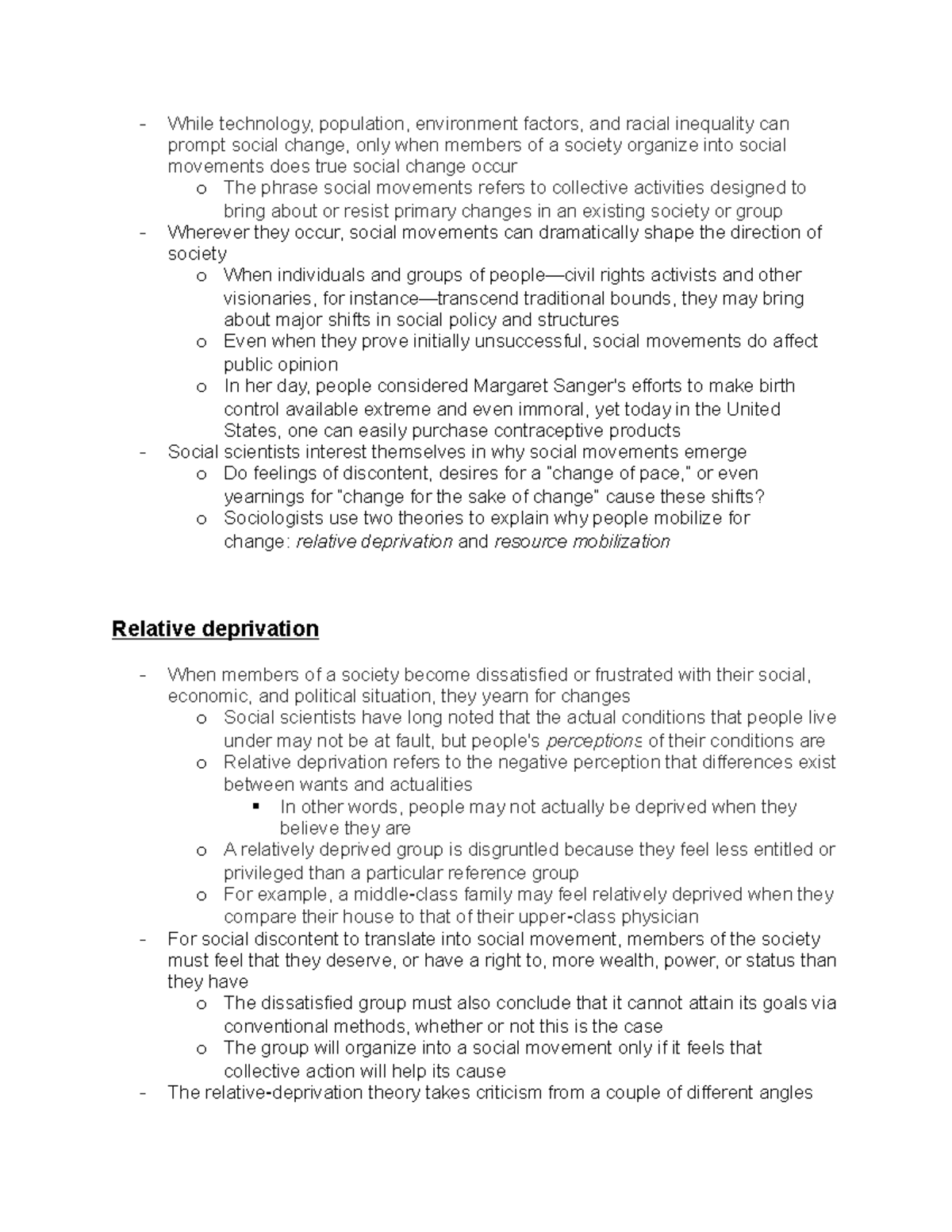 Social Movement - sociology notes from lecture - While technology ...