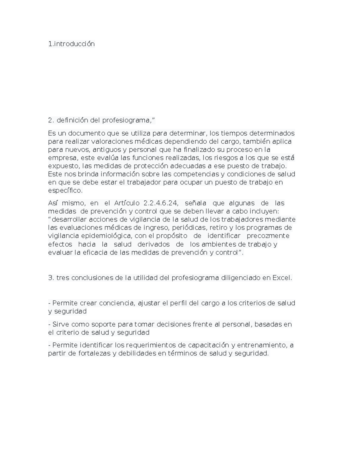 Medcina del trabajo - sdsds - 1ón 2. definición del profesiograma,” Es ...