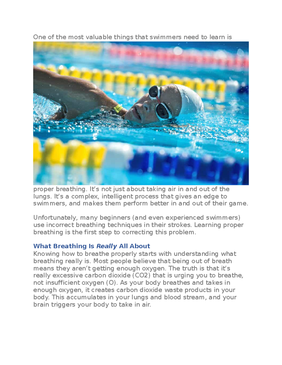 Breathing, Swimming - One of the most valuable things that swimmers ...