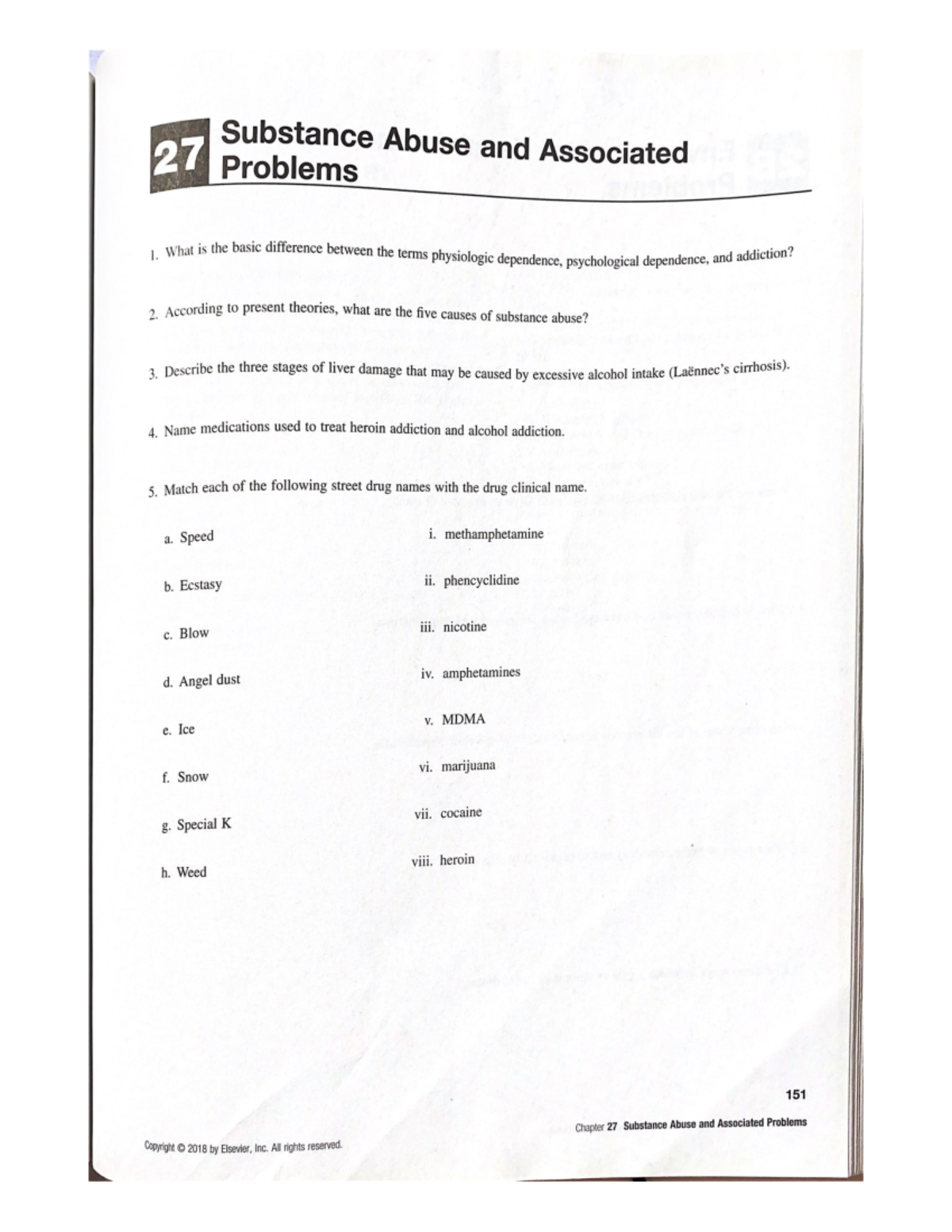 27 Substance Abuse and Associated Problems questions - NURS1420P - Studocu