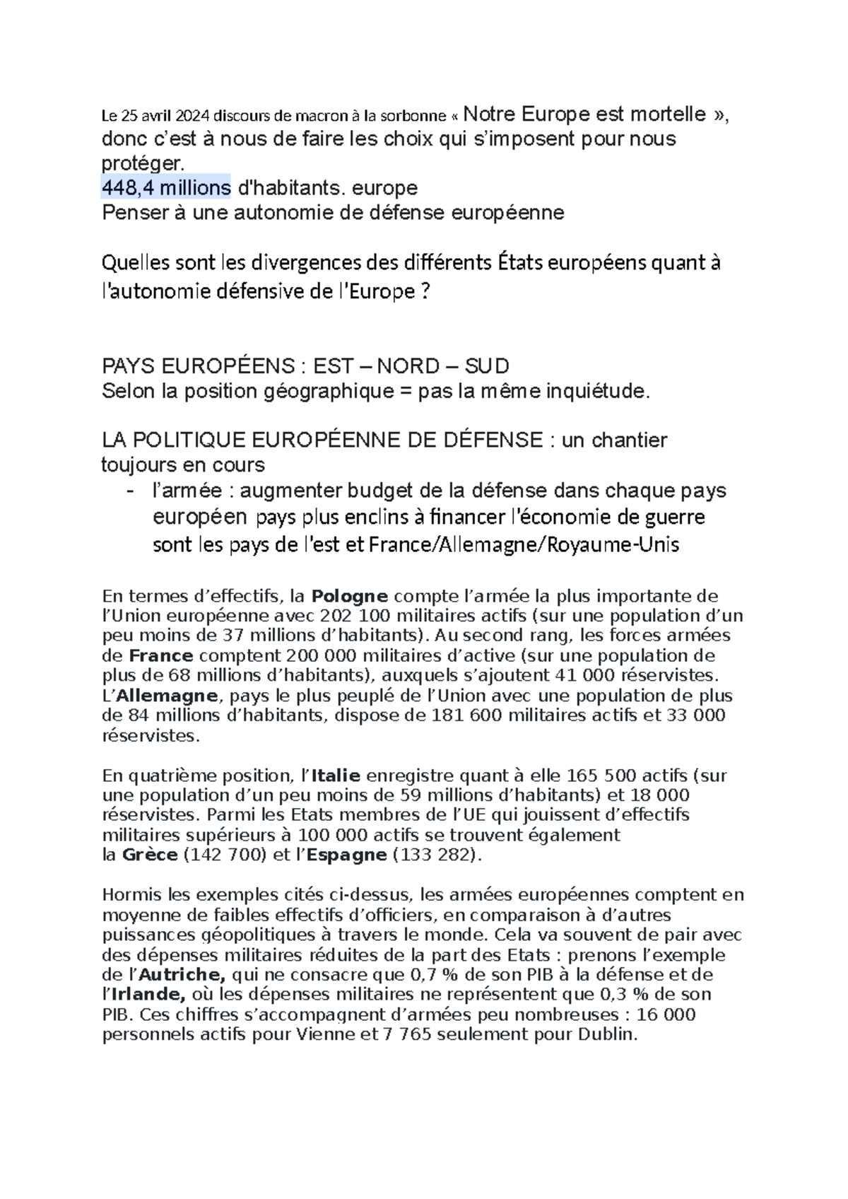 Exposé EMC Europe - dur - Le 25 avril 2024 discours de macron à la ...