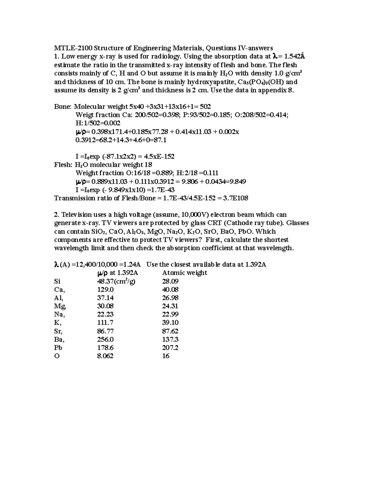 Structure - homework - MTLE-2100 Structure of Engineering Materials ...