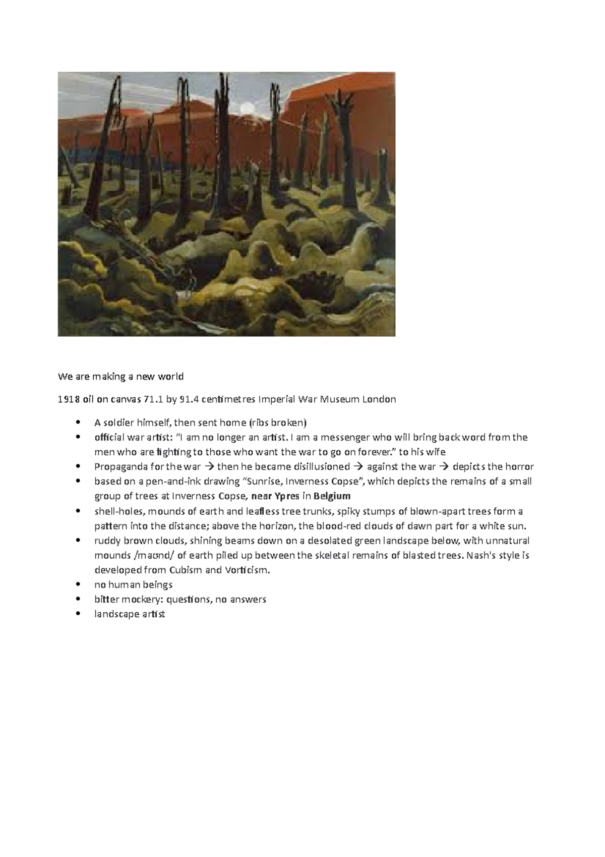 Paul Nash We are making a new World - We are making a new world 1918 ...