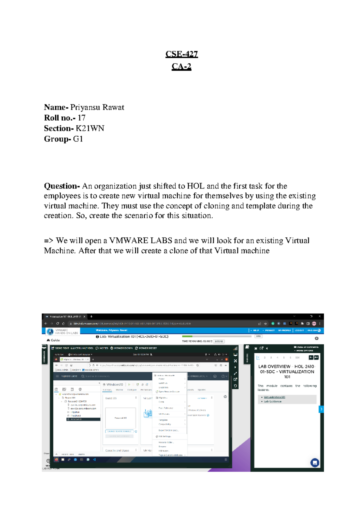 CSE423 LPU 2022-23 - CSE- CA- Name- Priyansu Rawat Roll no.- 17 Section- K21WN Group- G Question ...