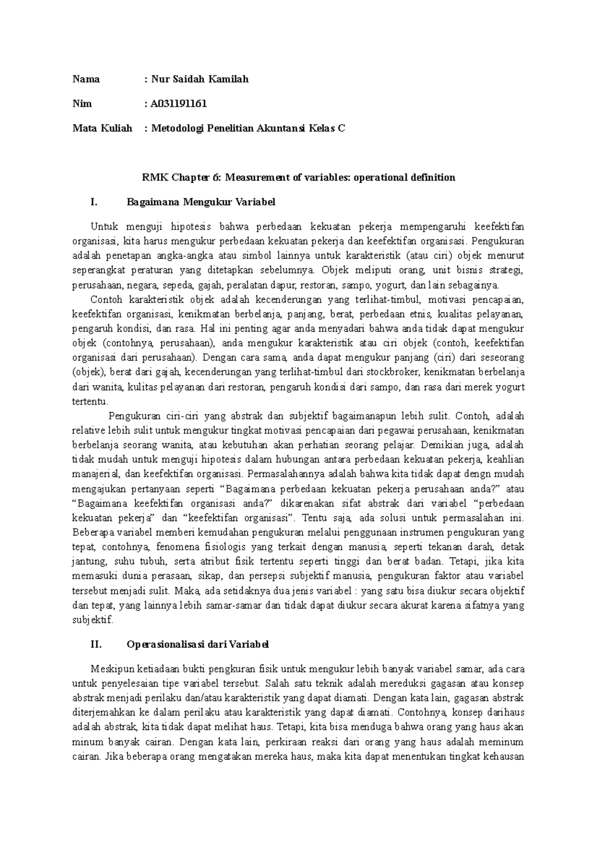 RMK BAB 6 Metodologi - Summary of chapter 6 - Research Methods for Business - Nama : Nur Saidah ...