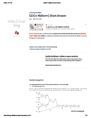 CS 231N Spring 2021 Practice Midterm Exam - CS 231N Convolutional Neural Networks for Visual ...