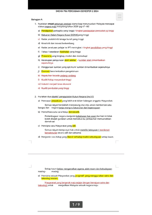 Contoh soalan dan jawapan exam PA sem 2 - Pengajian am - Studocu