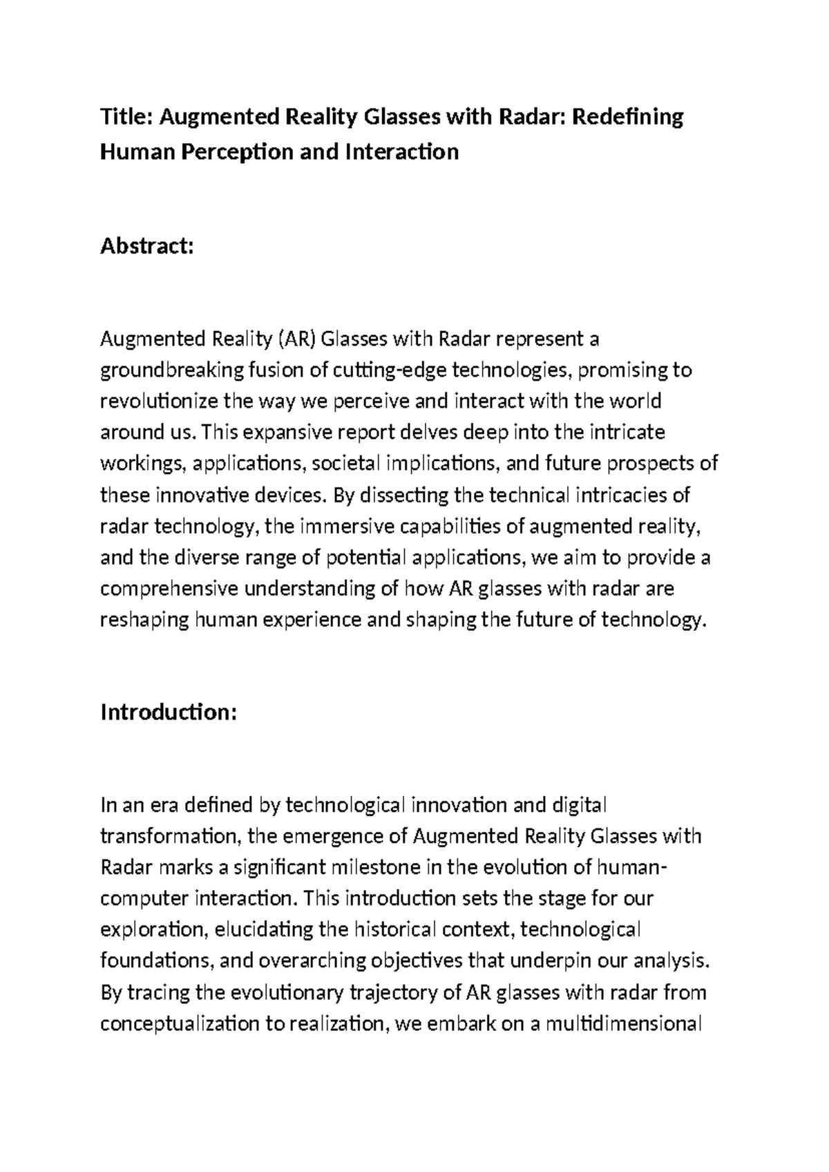 Radar - did did dldldldl - Title: Augmented Reality Glasses with Radar ...