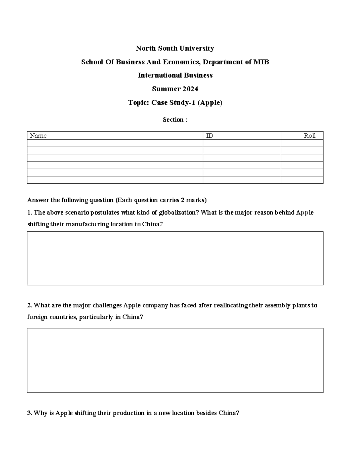 INB372 case-1 Apple case Answerscript - North South University School ...