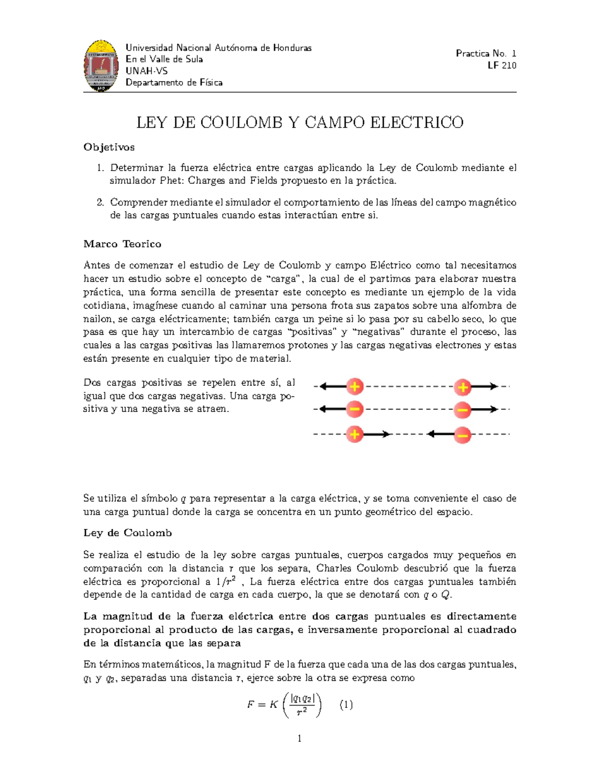 3 Ley de Coulomb y Campo Electrico LF210 Virtual - En el Valle de Sula ...
