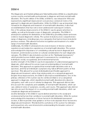 DSM 1 - notes - The Diagnostic and Statistical Manual of Mental ...
