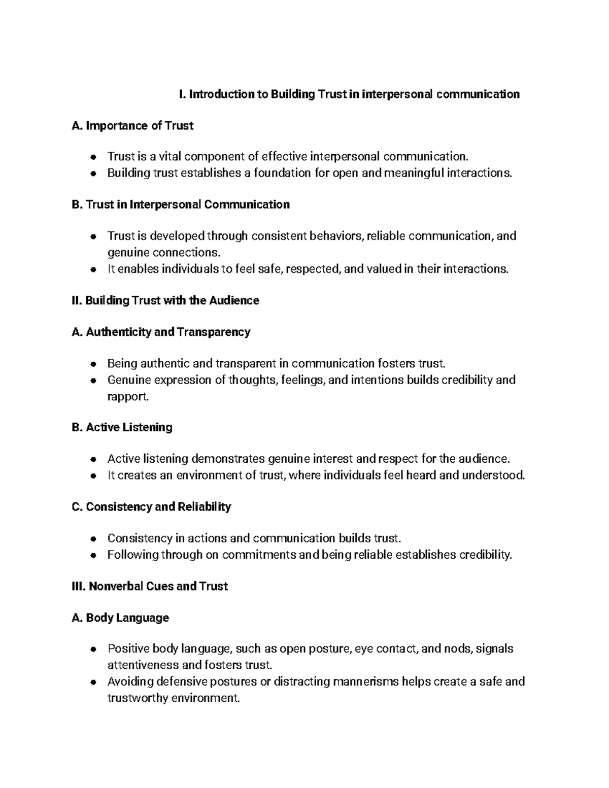 Building trust in interpersonal communication - I. Introduction to ...