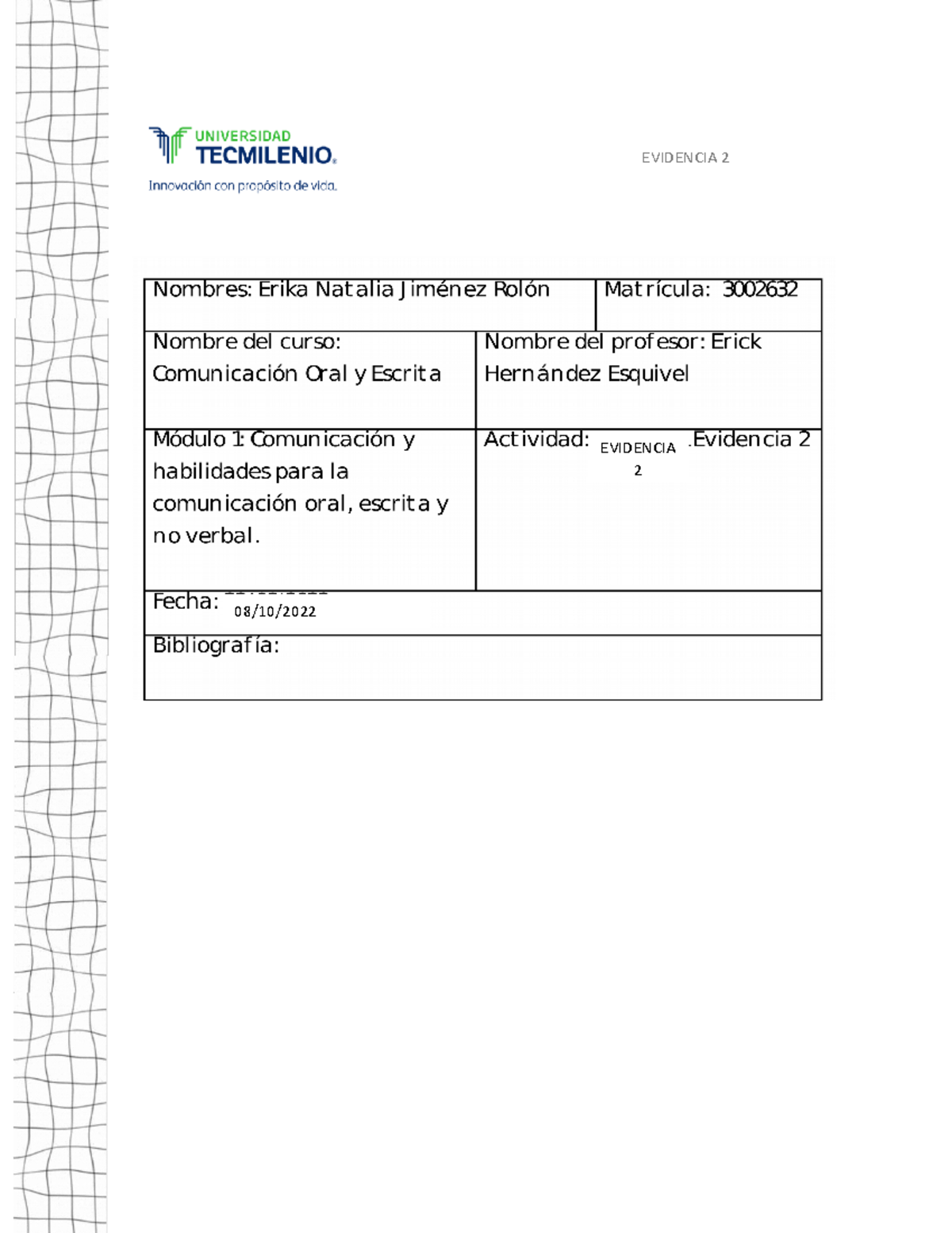 ENJR Evidencia 3 COy E - Finalmente, en los recuadros superiores e ...