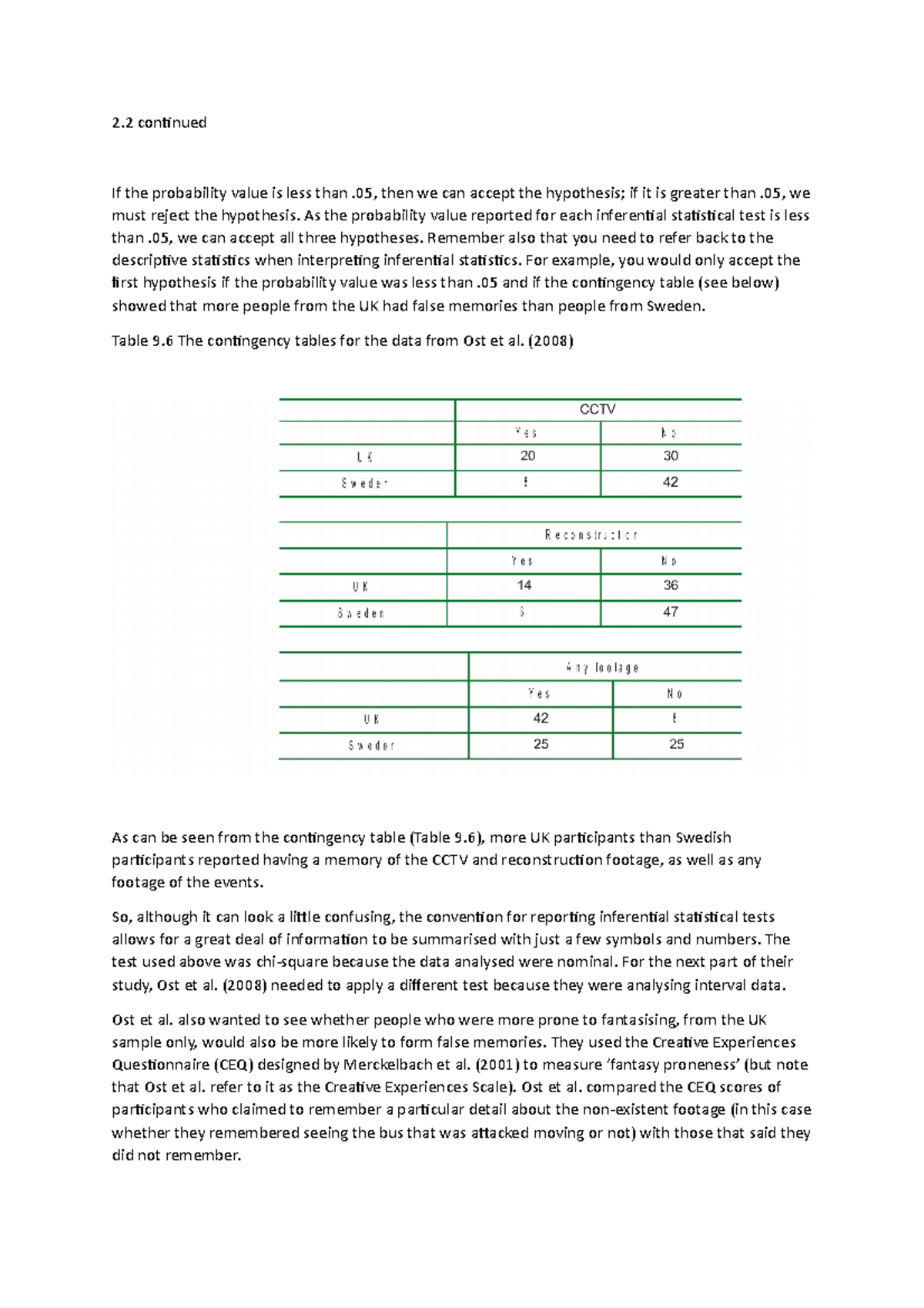 Chapter 9 - 2.2, 2 - in depth notes on the investigating methods ...