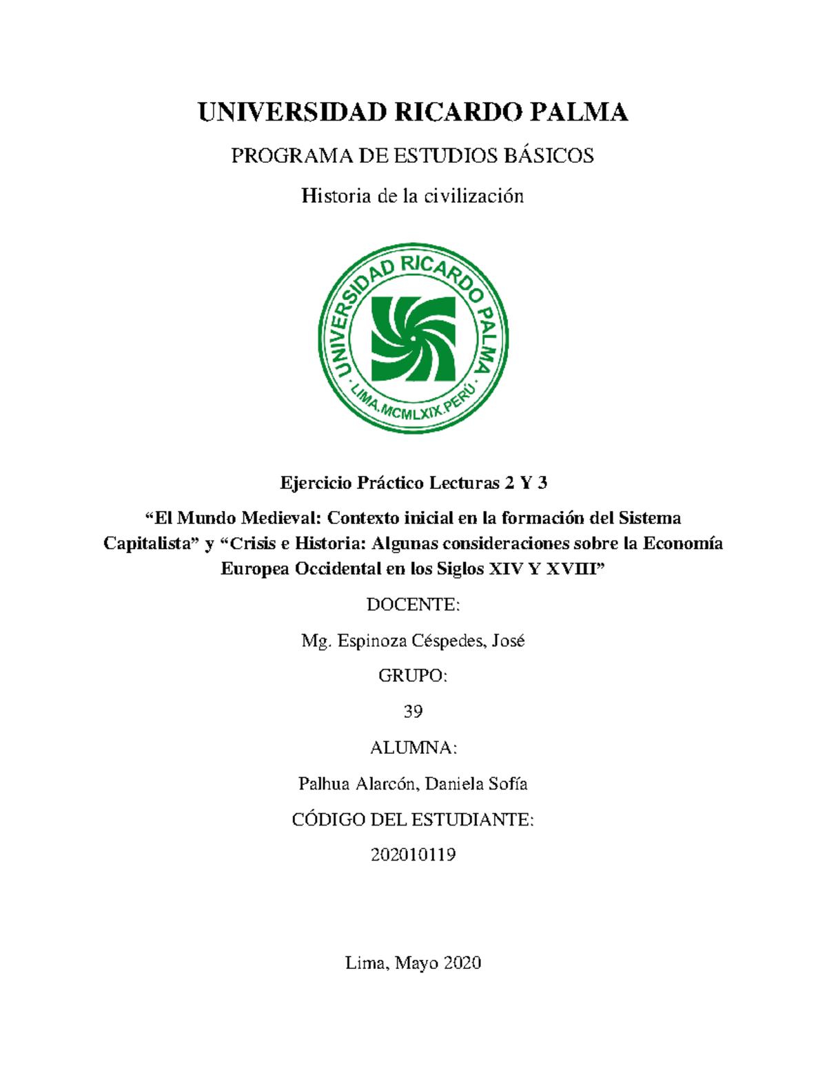 Ejercicio Práctico Lecturas 2 y 3 - Resuelto - Warning: TT: undefined function: 32 UNIVERSIDAD ...