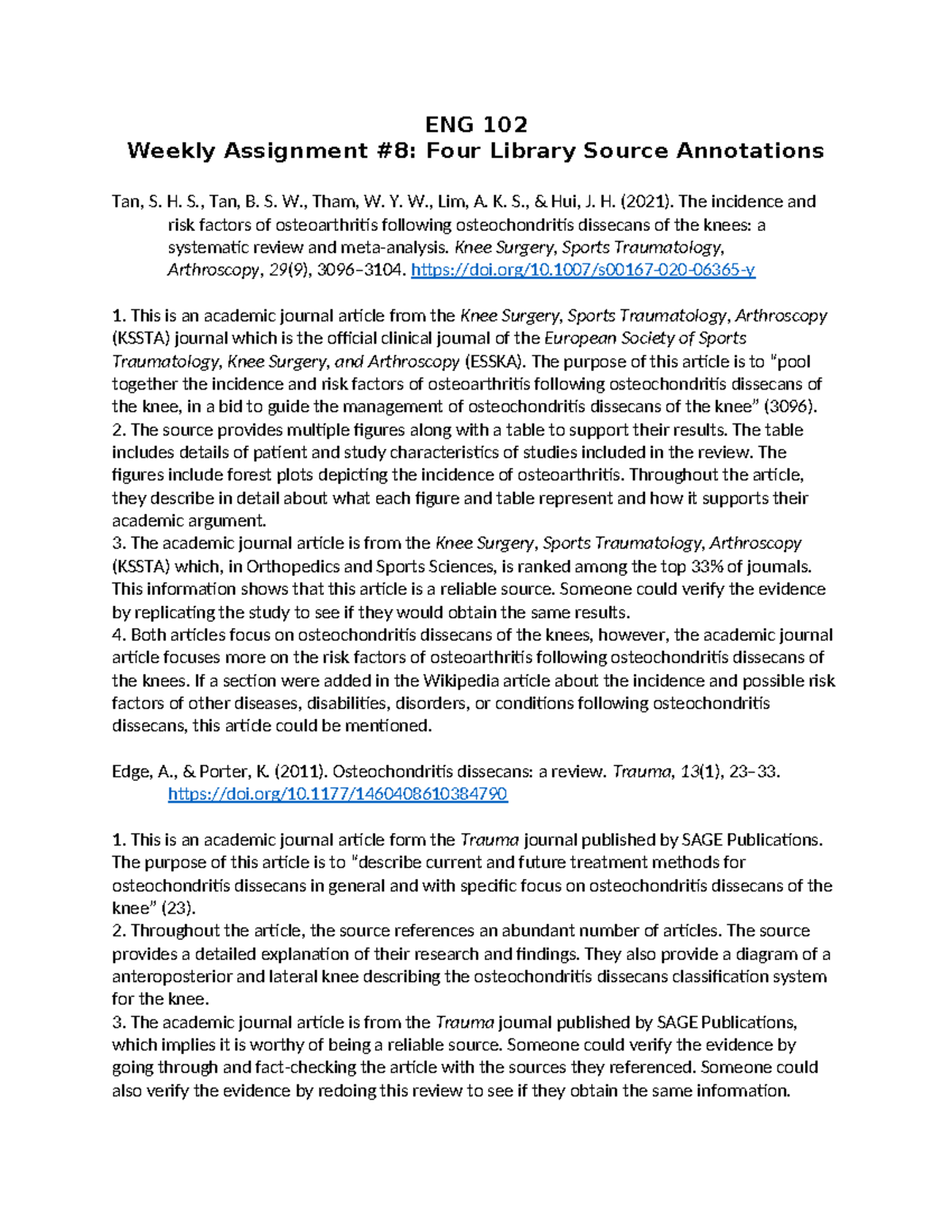 Assignment #8 - ENG 102 Weekly Assignment #8: Four Library Source Annotations Tan, S. H. S., Tan ...
