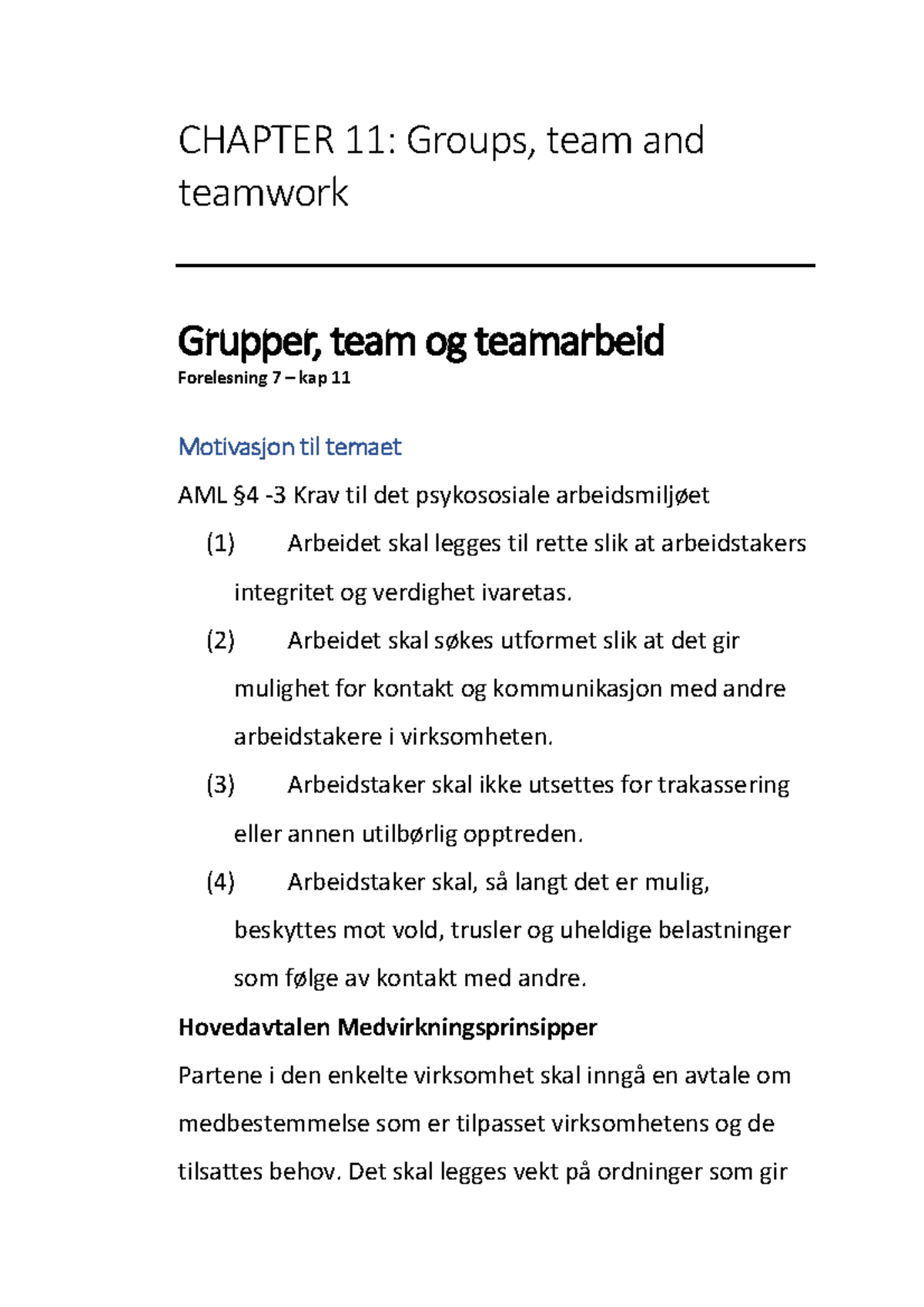 Chapter 11 - Grupper, team og teamarbeid - Warning: TT: undefined ...