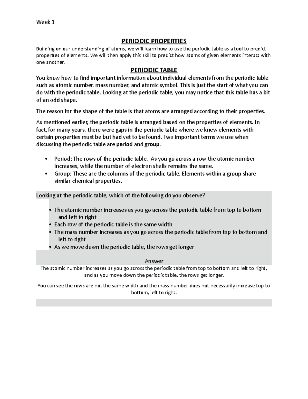 Periodic Properties - Edapt assignment notes and answers to questions ...