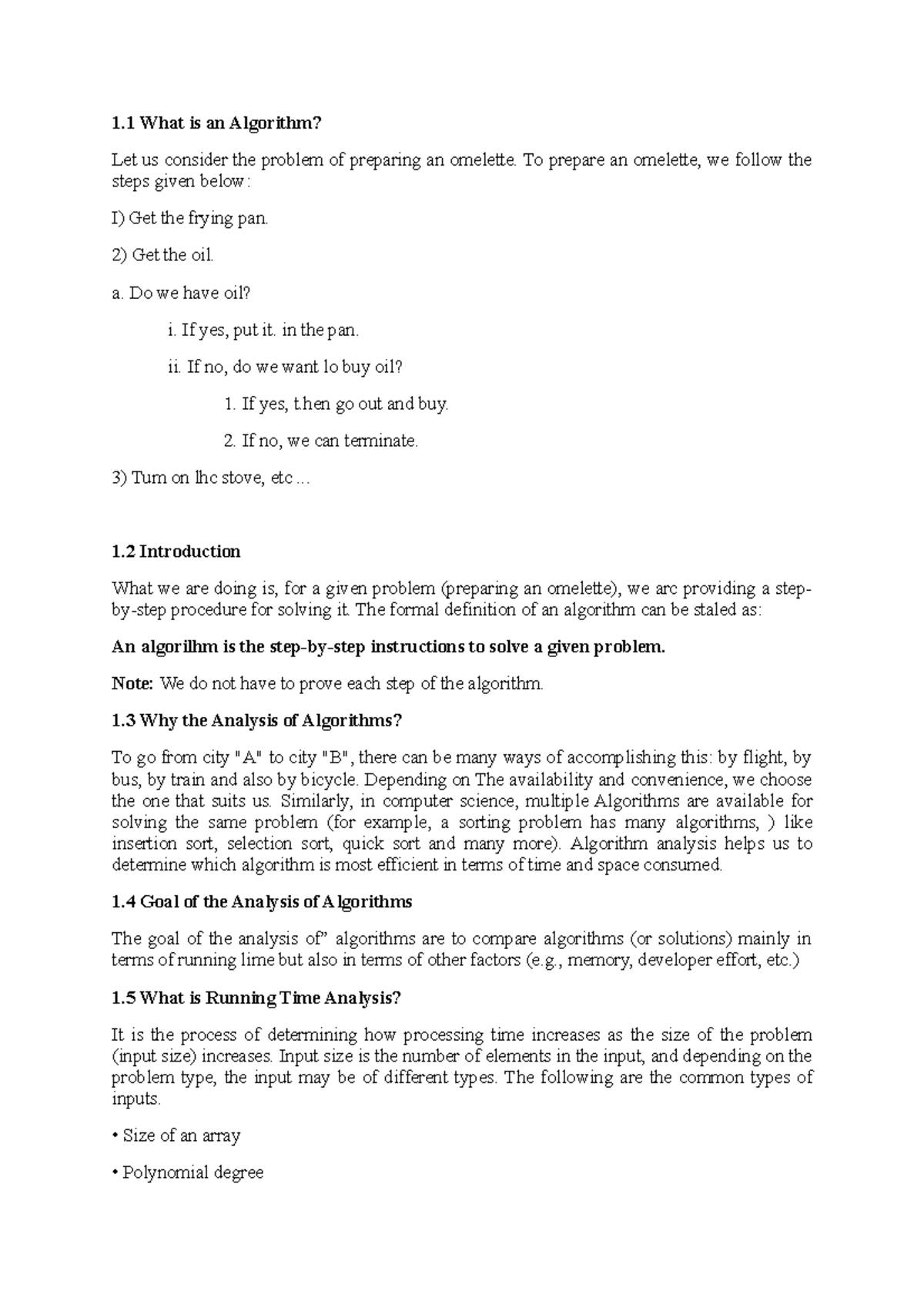 Aoa notes first lecture college notes - 1 What is an Algorithm? Let us ...