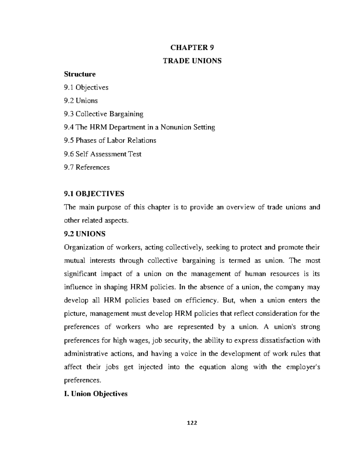 Chapter 9 Trade Unions - CHAPTER 9 TRADE UNIONS Structure 9 Objectives ...