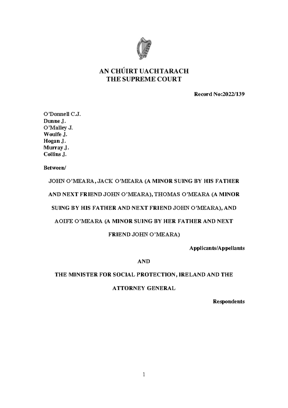 2024 IESC 1 (Woulfe J) - Dissenting judgment - AN CHÚIRT UACHTARACH THE ...