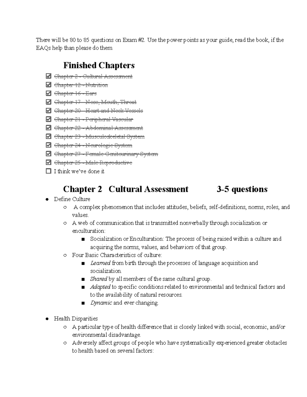 Exam 2 Blueprint HA - Health Assessment blue print - There will be 80 ...