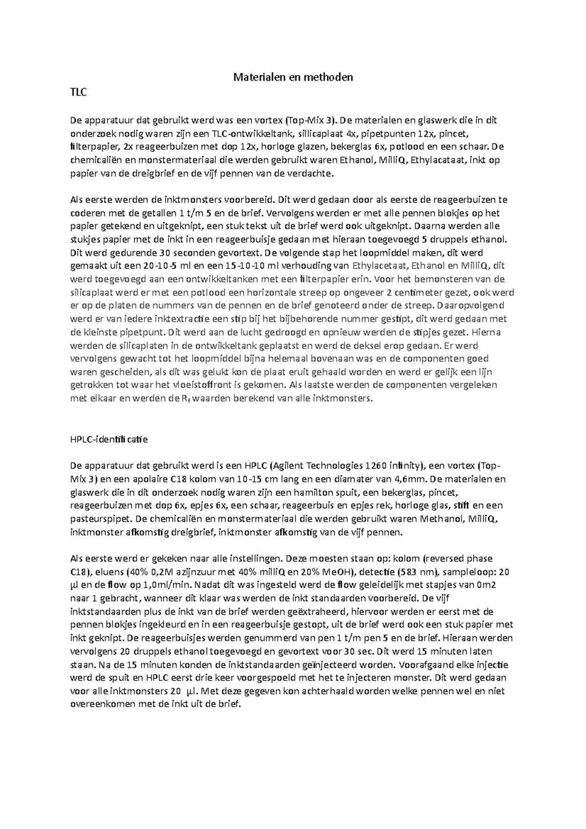 Materialen en methoden individueel - Materialen en methoden TLC De ...