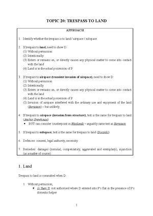 Revision 2023 - Trespass to the Person - Tort Law Revision Workshop 2023 - Trespass to the ...