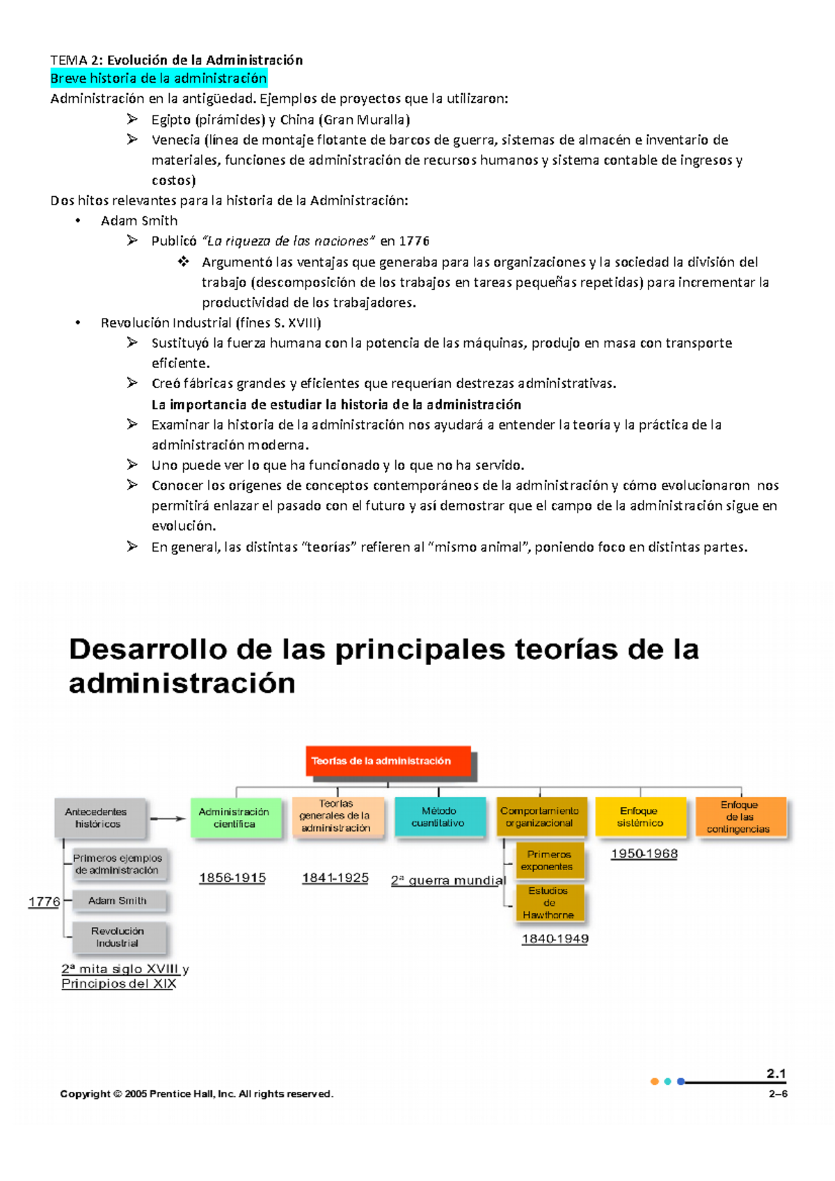TEMA 2 - Resumen de PPT de clase - Breve historia de la administración ...