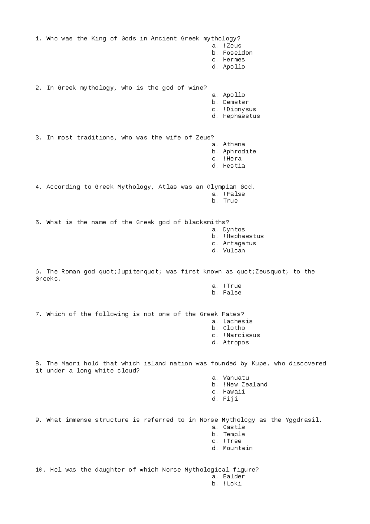 MATH Sheet 5 - math - Who was the King of Gods in Ancient Greek ...
