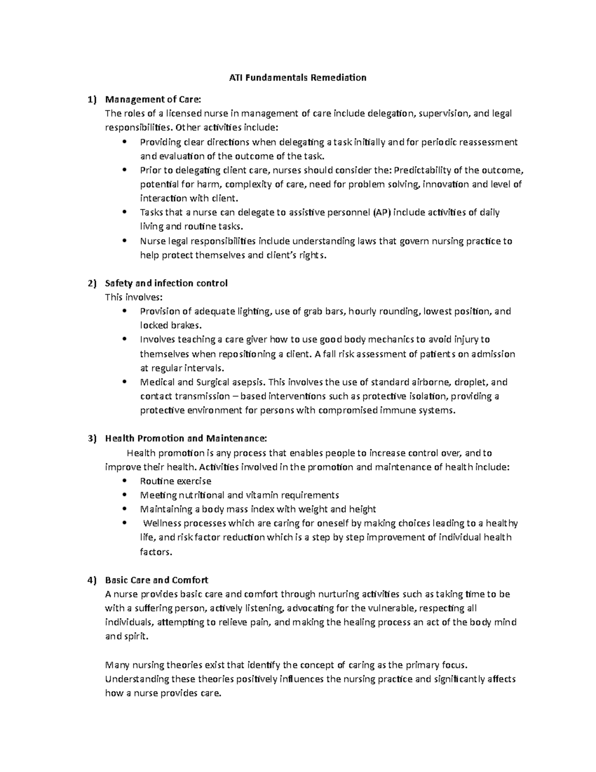 My ATI B Remedation - remediation fundamentals - ATI Fundamentals ...