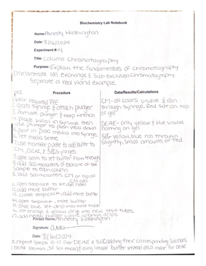 Biochemistry Lab Notebook - Explore Fractionation steps E introduce ...
