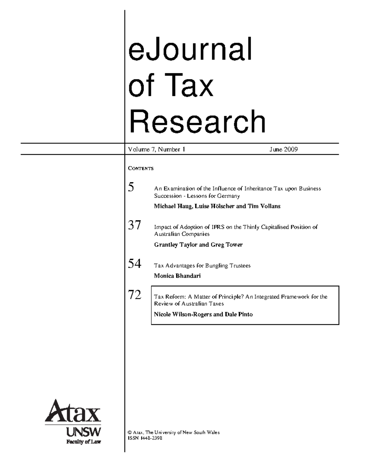 Wison Rogers Cover Tax System Principles paper 4 v7n1 - eJournal of Tax ...