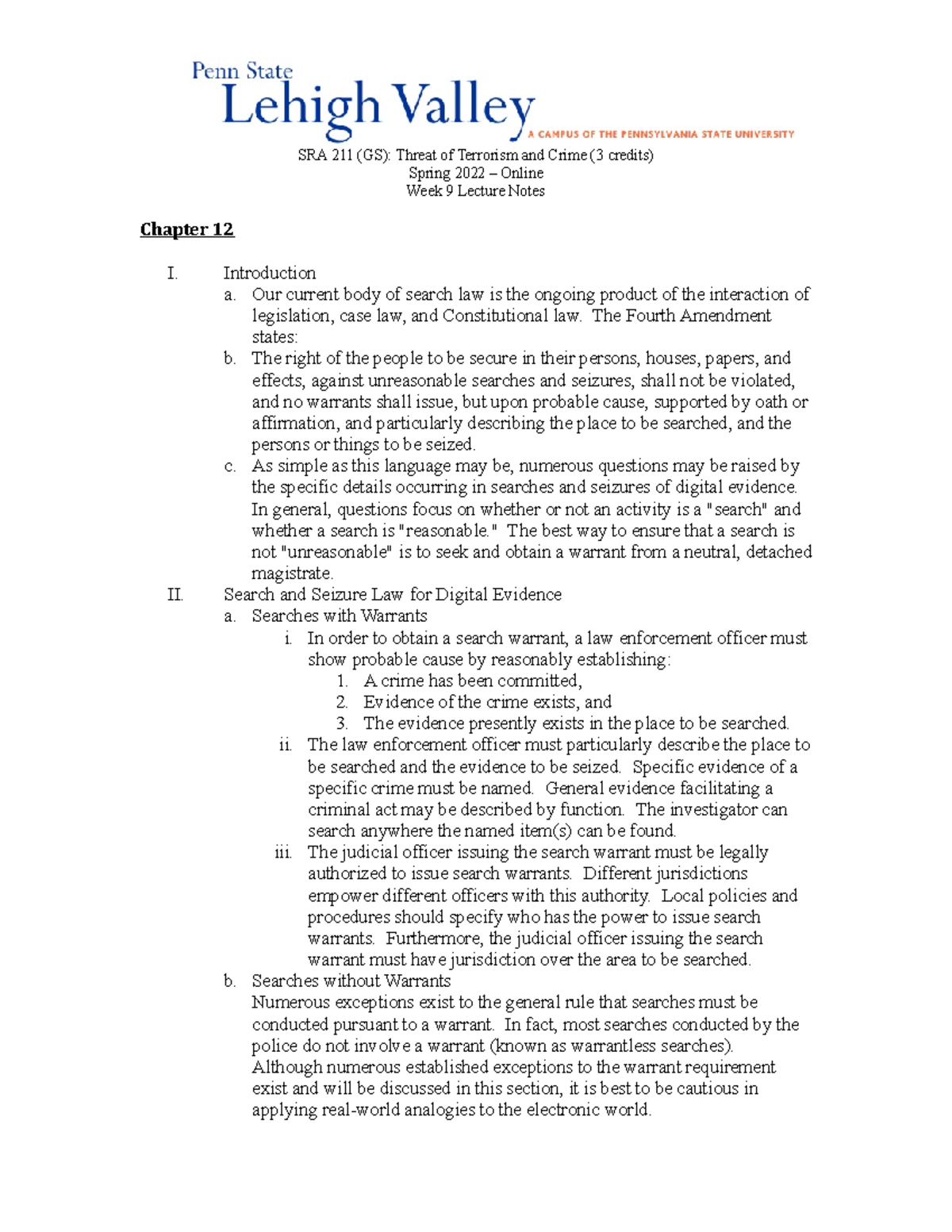 Week 9 - Lecture Notes - Spring 2022 – Online Week 9 Lecture Notes ...