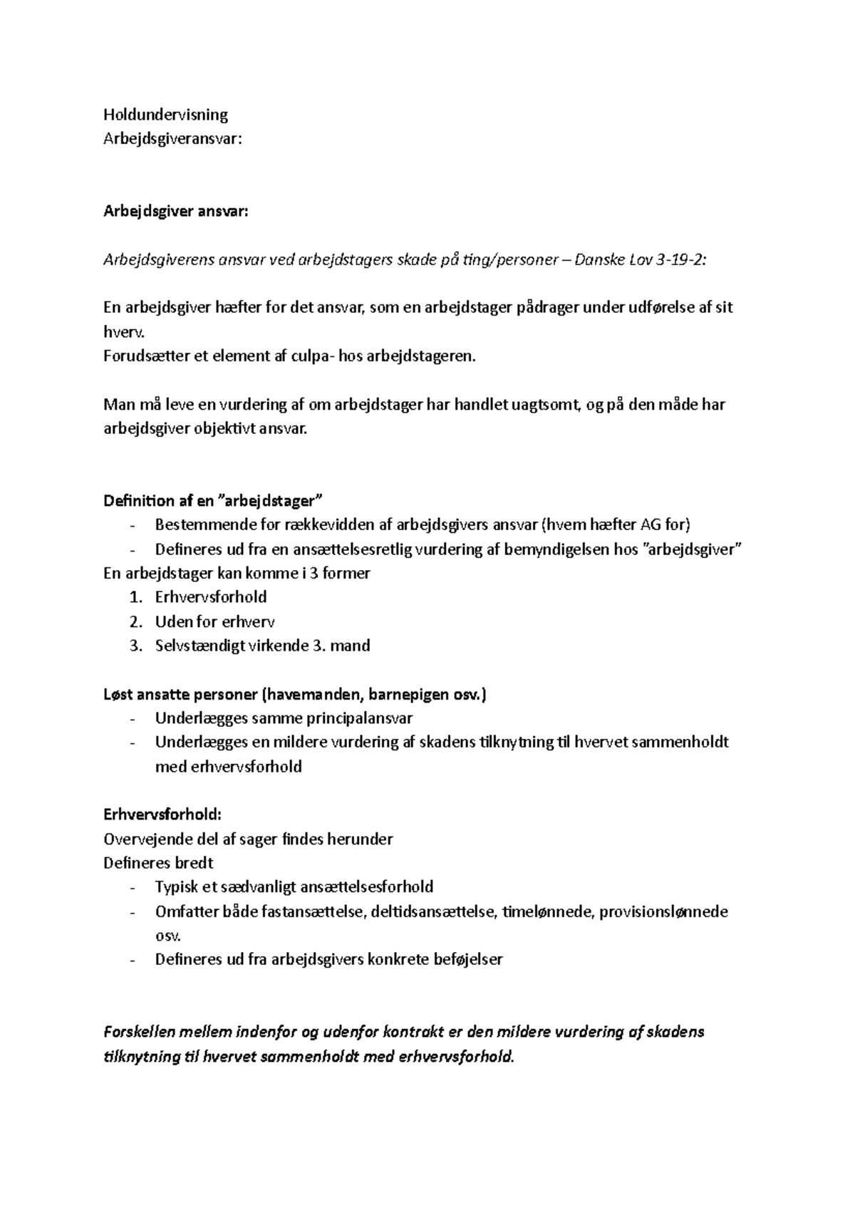 Holdundervisning Arbejdsgiver ansvar - Holdundervisning ...