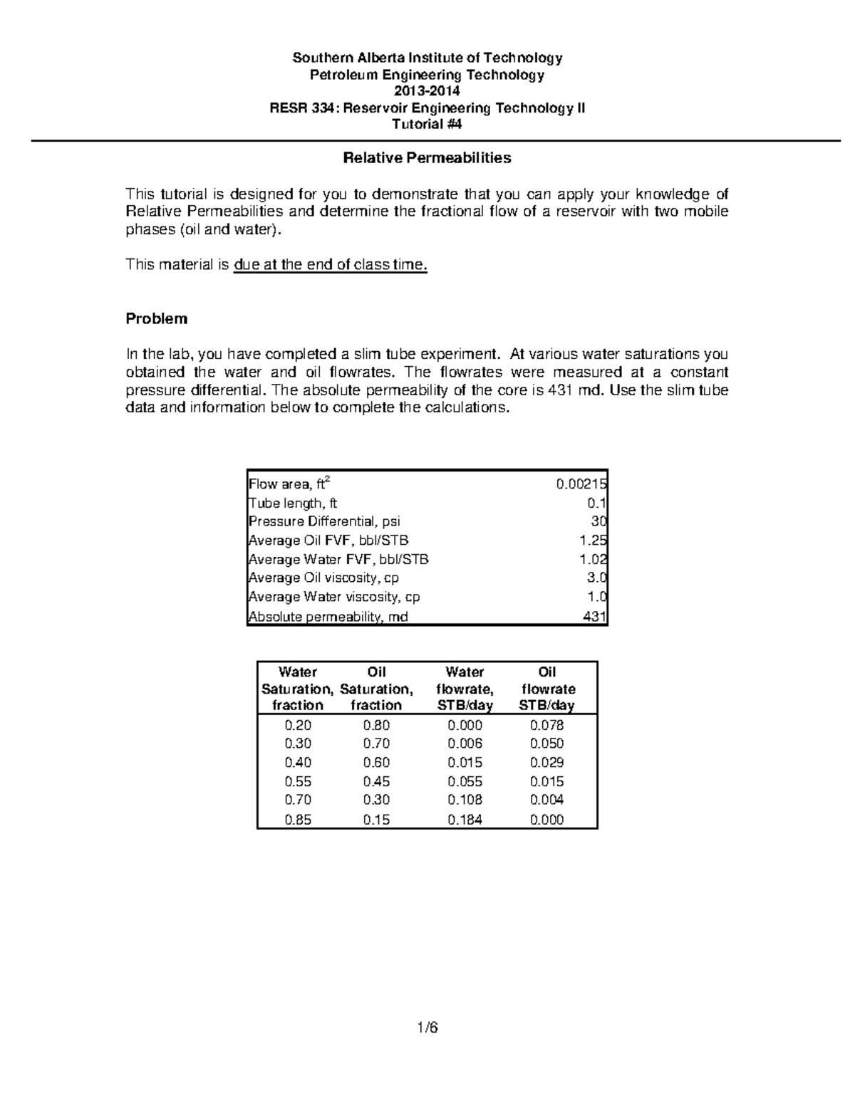 Relative Permeabilities - RESR344 - SAIT Polytechnic - Studocu